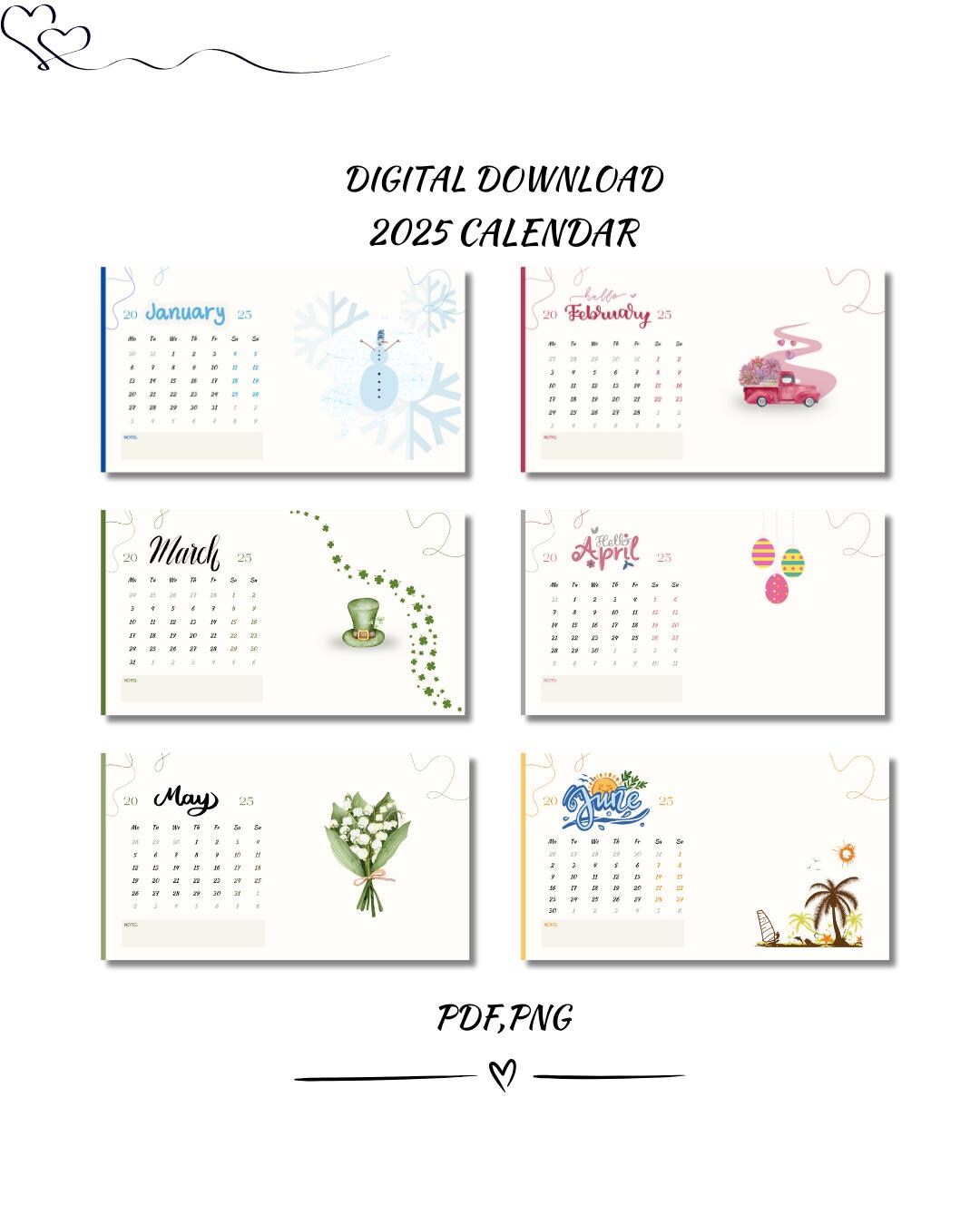 2025 Digital and Printable Calendar - Special Illustrations for Each ...