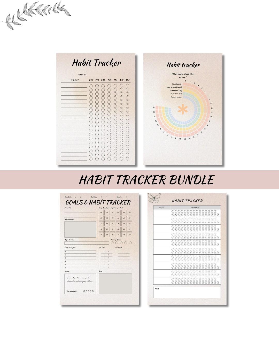 Pastel Tones Habit Tracker Set, Goal and Routine Planners, A4 and A5 ...