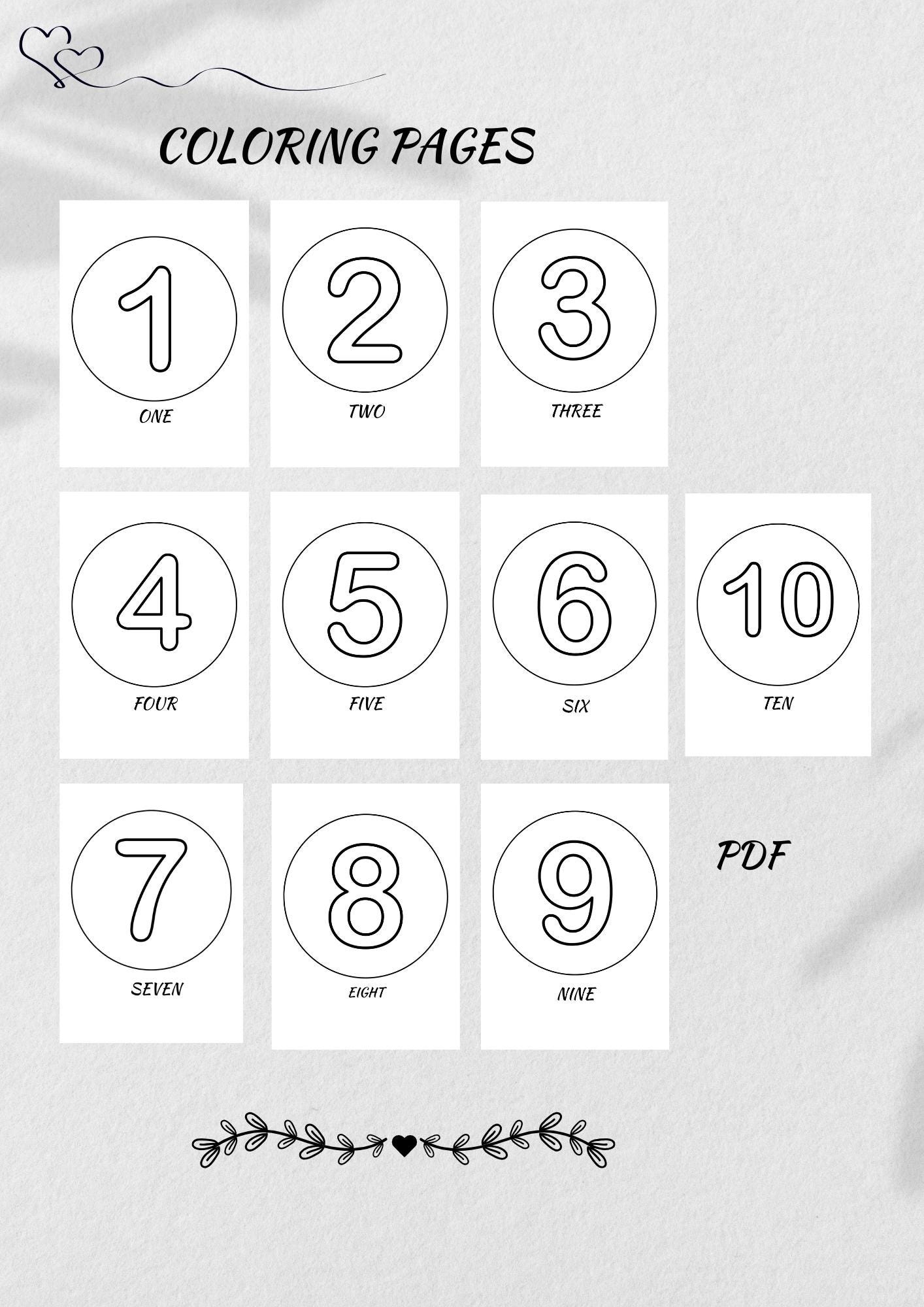 Coloring Pages for Kids, 20 Fun Number Coloring Pages, Digital Coloring ...