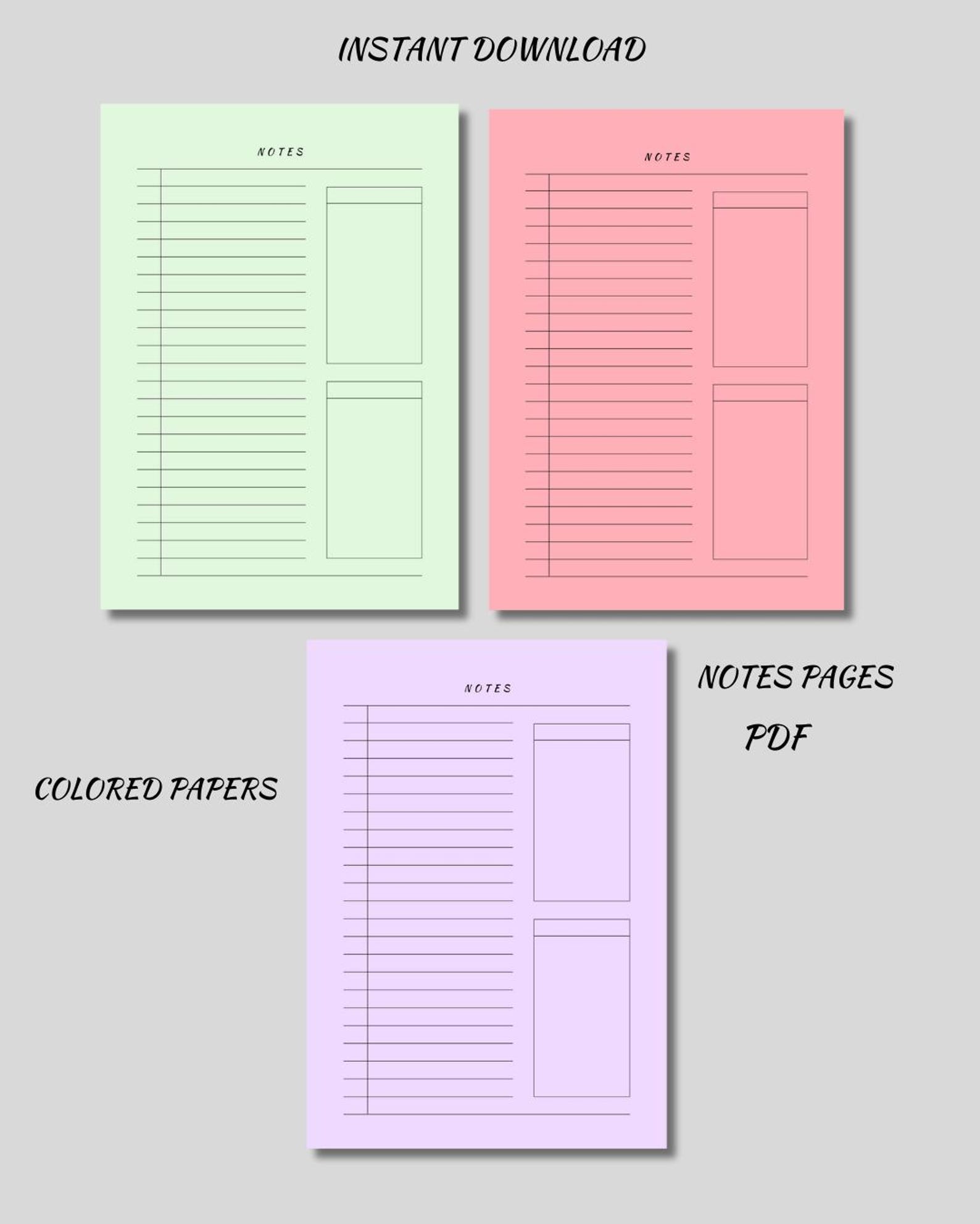 Designed for Vibrant Journals Printable Notepaper, Notebook Paper Pages ...