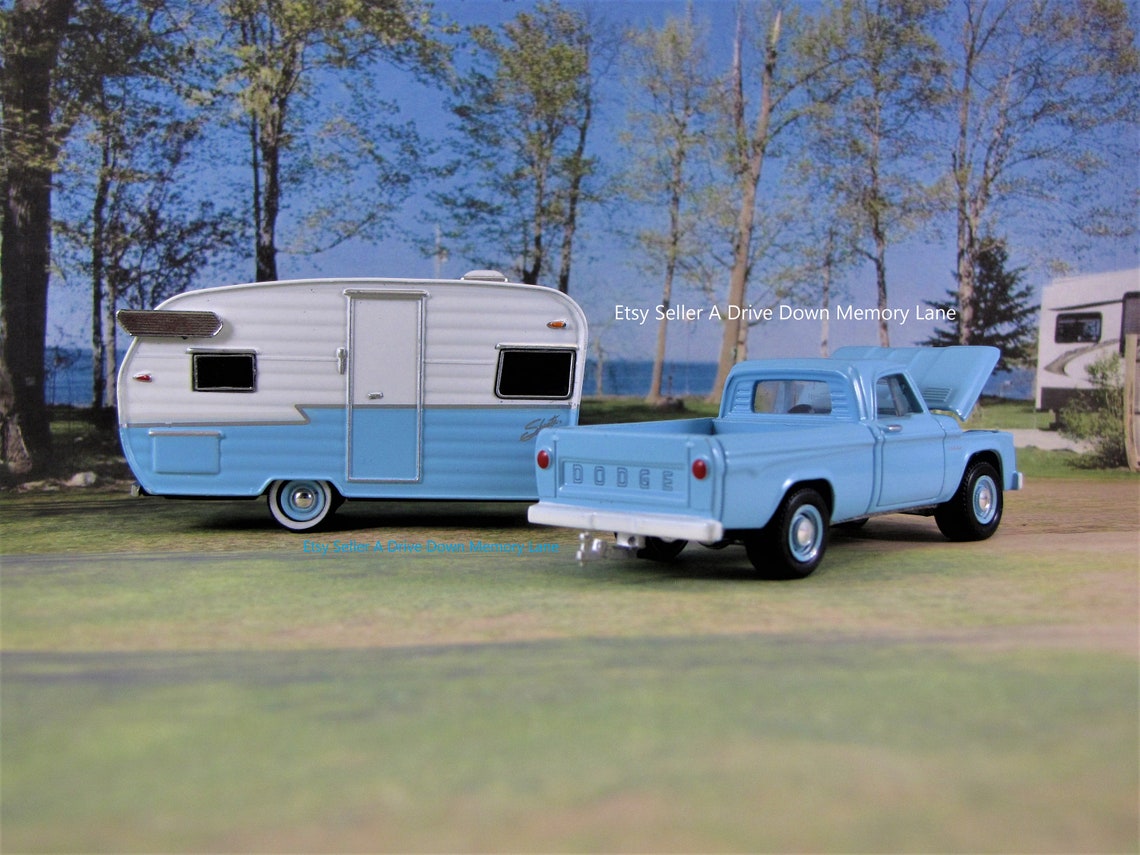 1961 - 1965 Dodge D100 Truck and Vintage Shasta Airflyte Camper Trailer ...