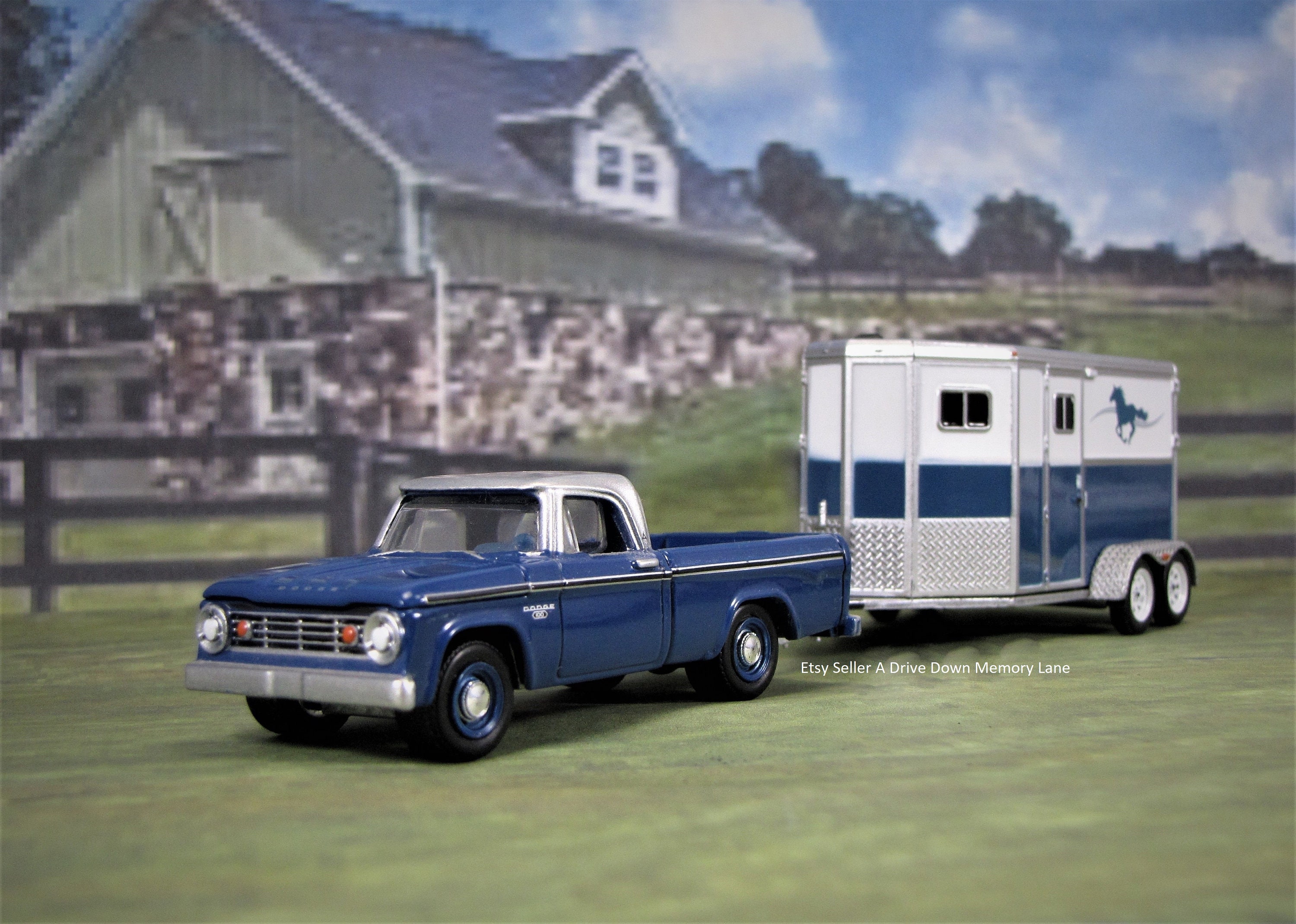 1965 1966 1967 Dodge D100 Pickup Truck + Tandem Side by Side Horse ...