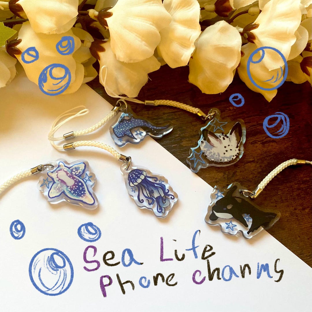 Sea Life Charms - 1.5” Acrylic Phone Charms - Etsy