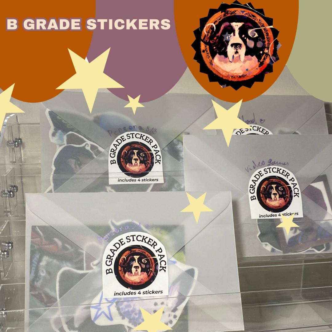 B Grade Stickers (4) • Random Sticker Pack - Etsy