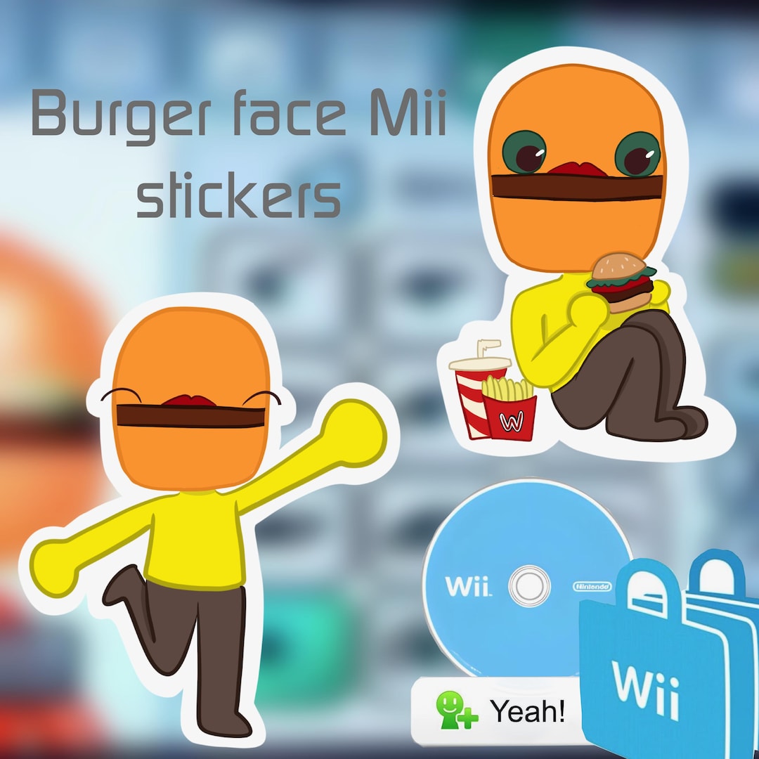 Wii Burger Face Mii Stickers - Etsy