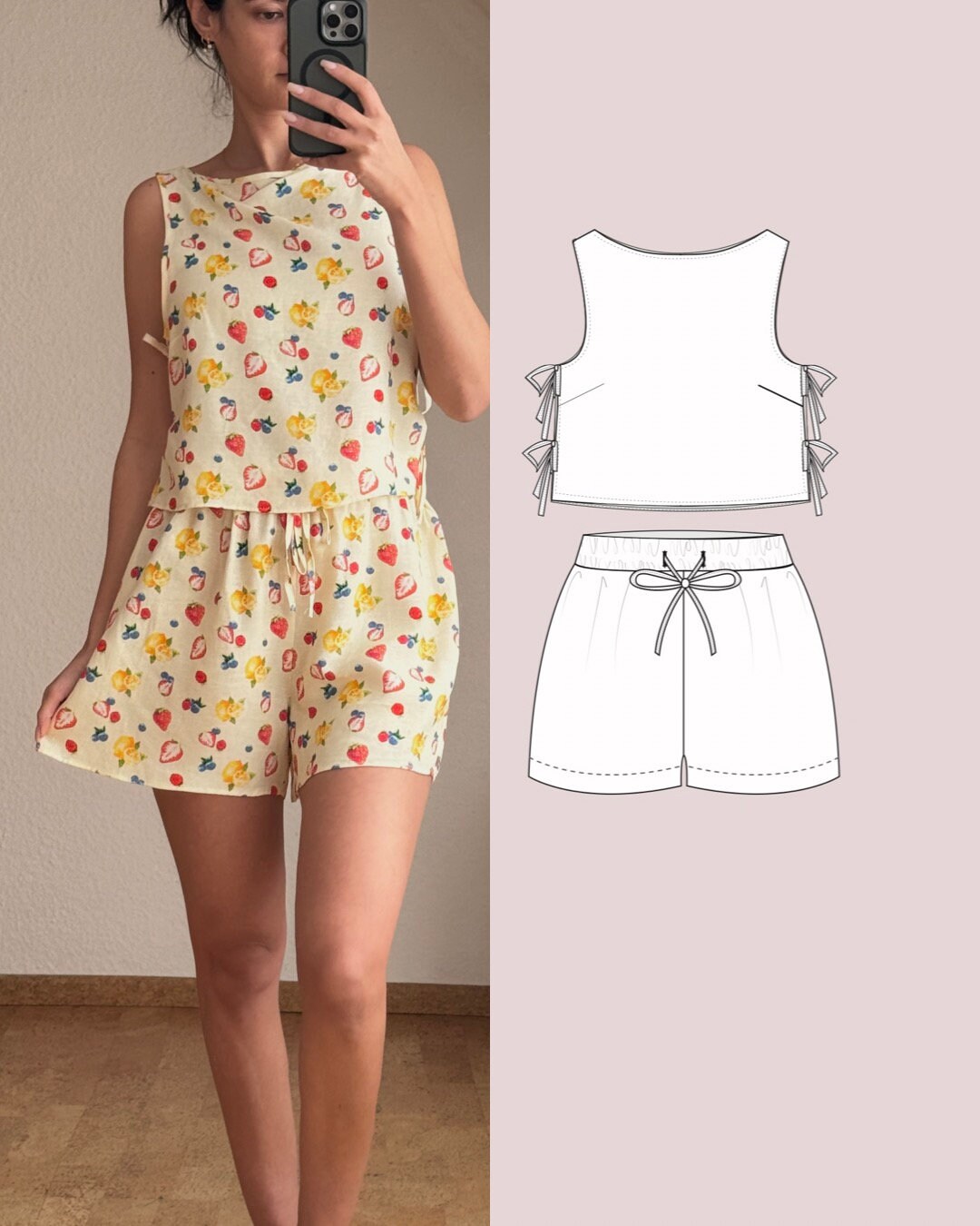 PDF Pattern Tie Top and Shorts Summer Set Digital Sewing Patterns Size ...
