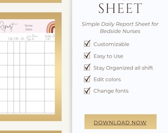 Nurse Report Sheet Printable, Instant Download, Daily To-do List, Daily ...