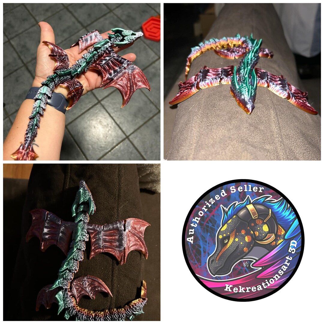 Rainbow Flexi Dragon - Etsy