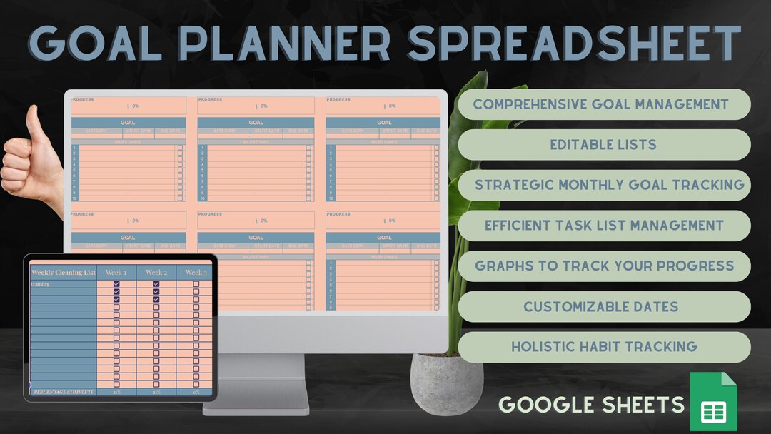 My Goal Planner Spreadsheet - Etsy