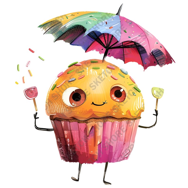 Quirky Cupcake PNG Clipart Bundle, Whimsical Cupcakes PNG, Funny ...