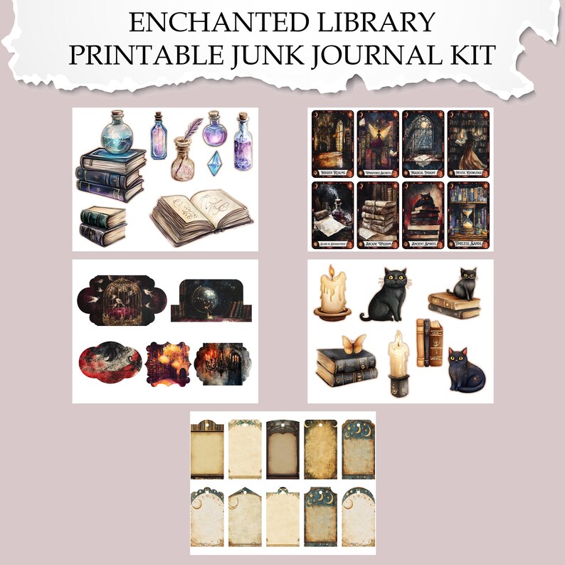 Enchanted Library Junk Journal Kit: Mystical Ephemera (digital Download ...