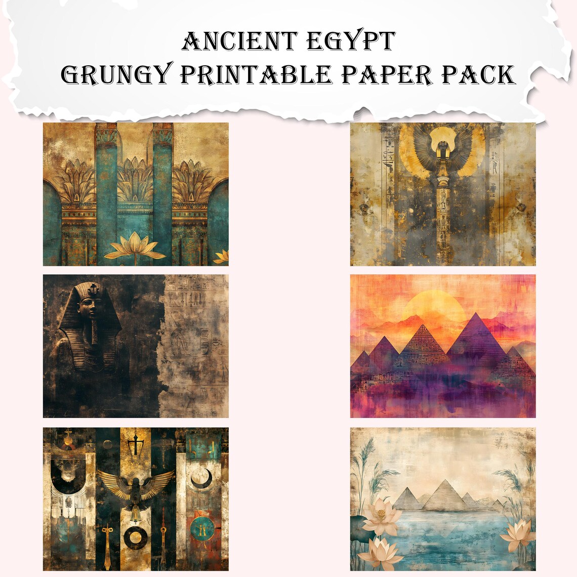 Ancient Egypt Printable Paper Pack: Grungy Vintage Designs (digital ...