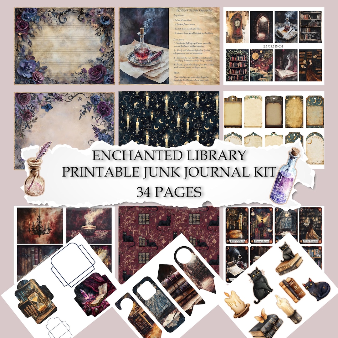 Enchanted Library Junk Journal Kit: Mystical Ephemera (digital Download ...