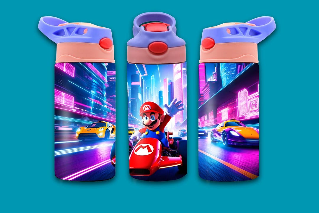 Mario 12oz Flip Top Tumbler Wrap, Mario Racing, School Supplies ...