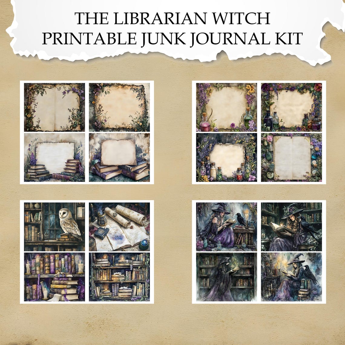 Librarian Witch Junk Journal Kit: Mystical Library Ephemera (digital ...