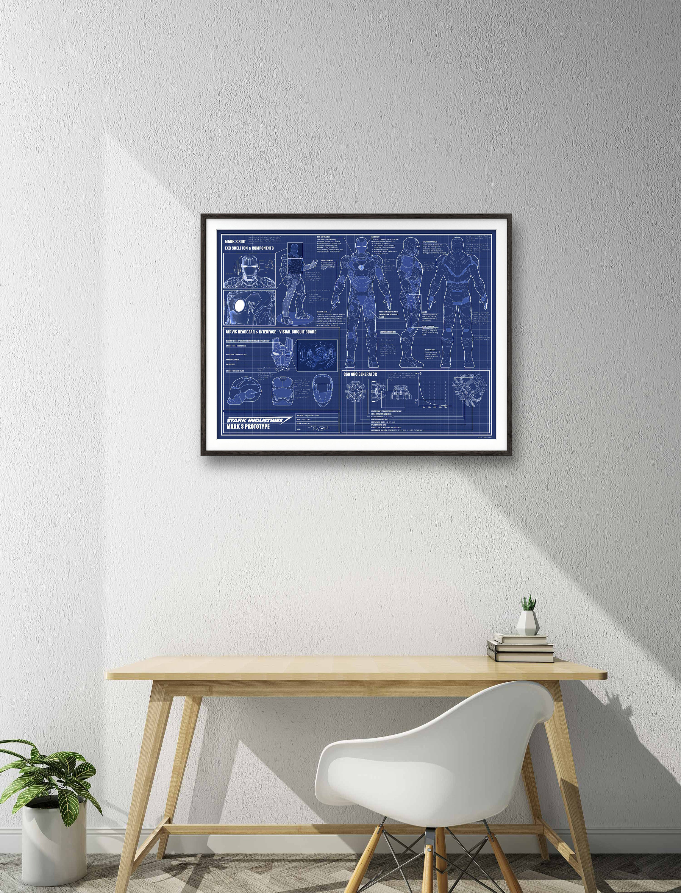 Ironman Mark III Suit - (deep Navy Blue) Blueprint DIGITAL POSTER (size ...