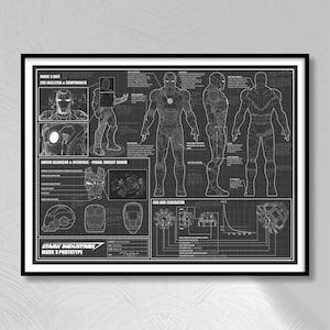 Ironman Mark III Suit - (charcoal Grey) Blueprint DIGITAL POSTER (size ...