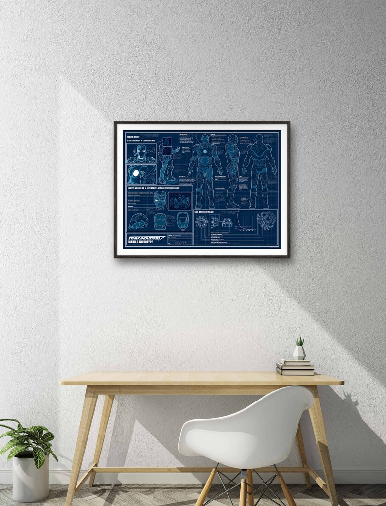 Ironman Mark III Suit - (space Blue) Blueprint DIGITAL POSTER (size ...