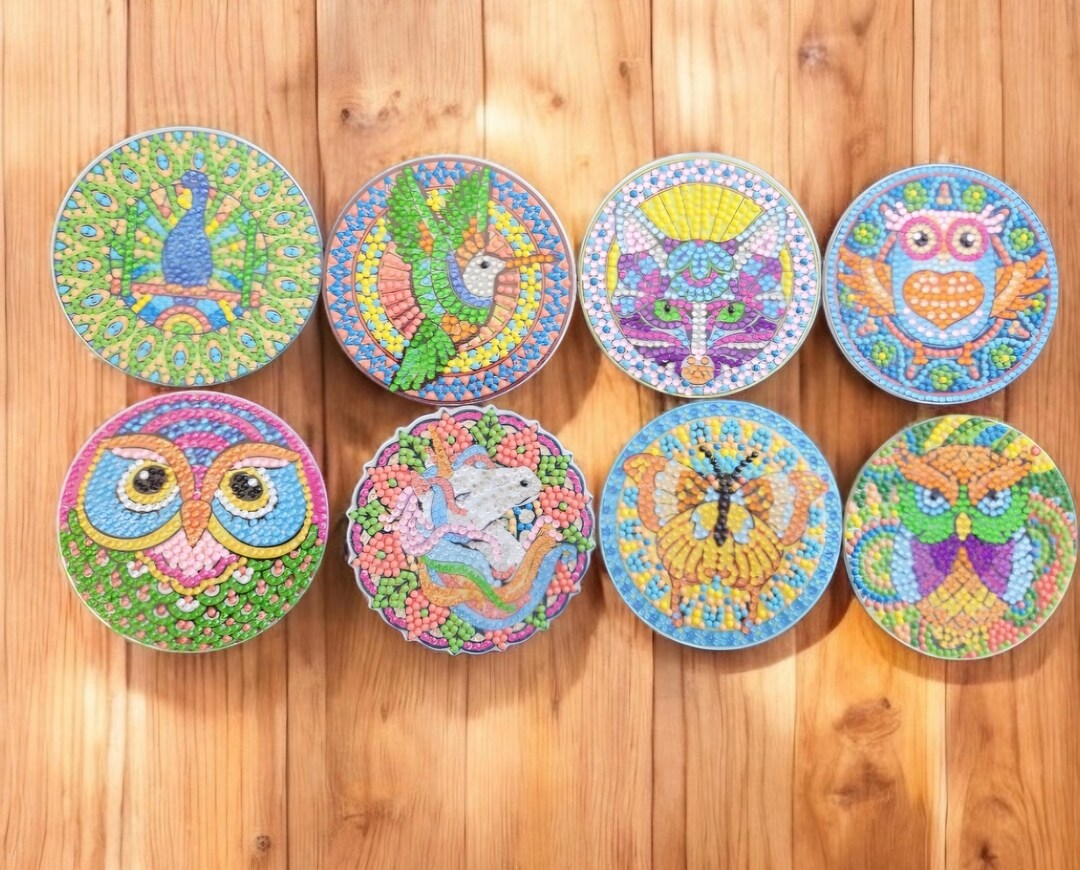 Colorful Critters Diamond Art Coaster - Finished Product. Set of 8 ...