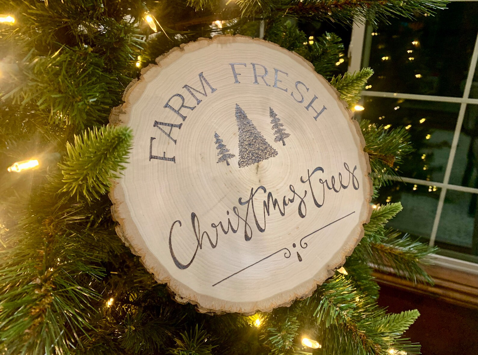 Farm Fresh Christmas Trees | Live-edge Wood-burned Decor | Pyrography ...