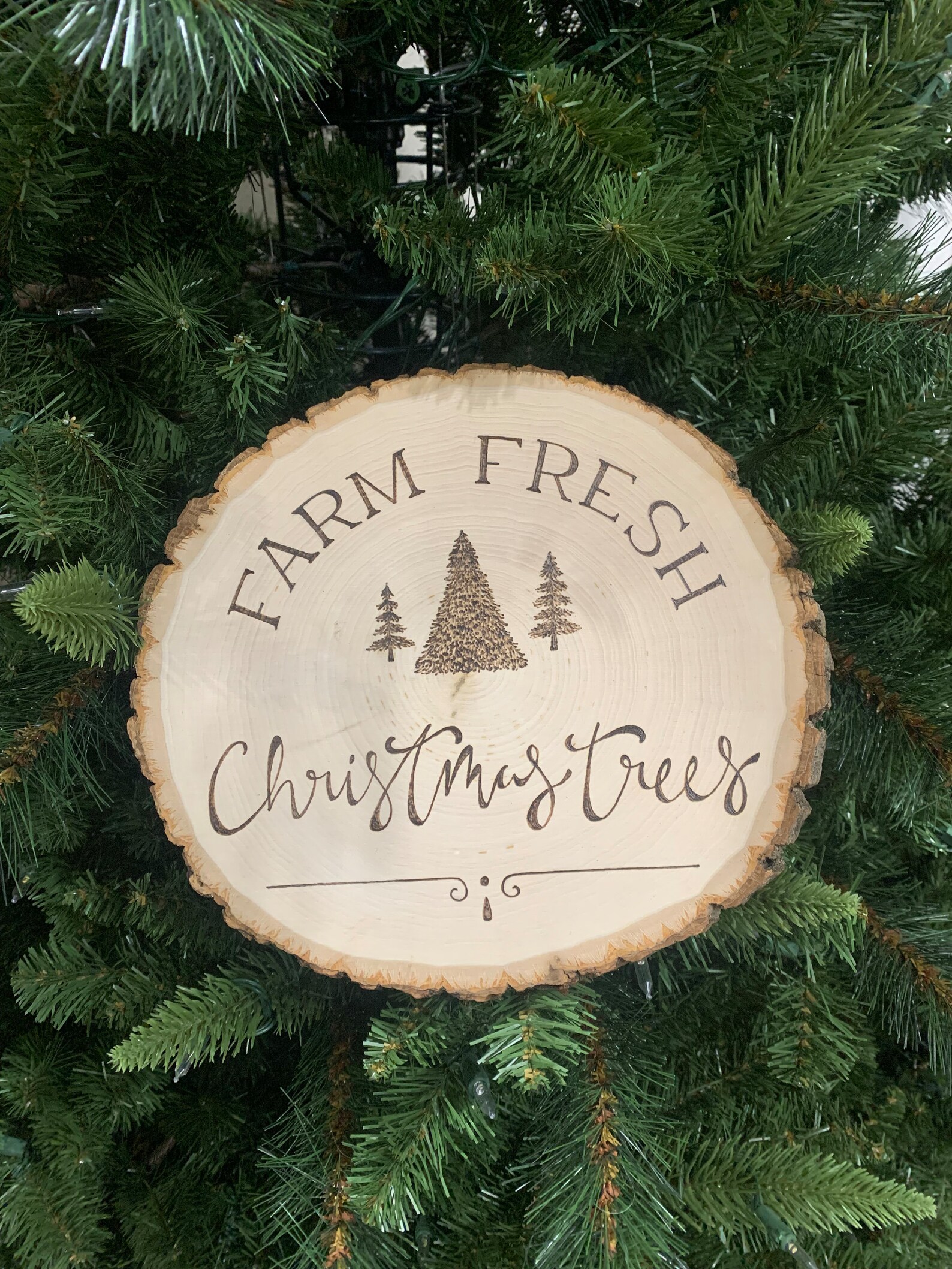 Farm Fresh Christmas Trees | Live-edge Wood-burned Decor | Pyrography ...