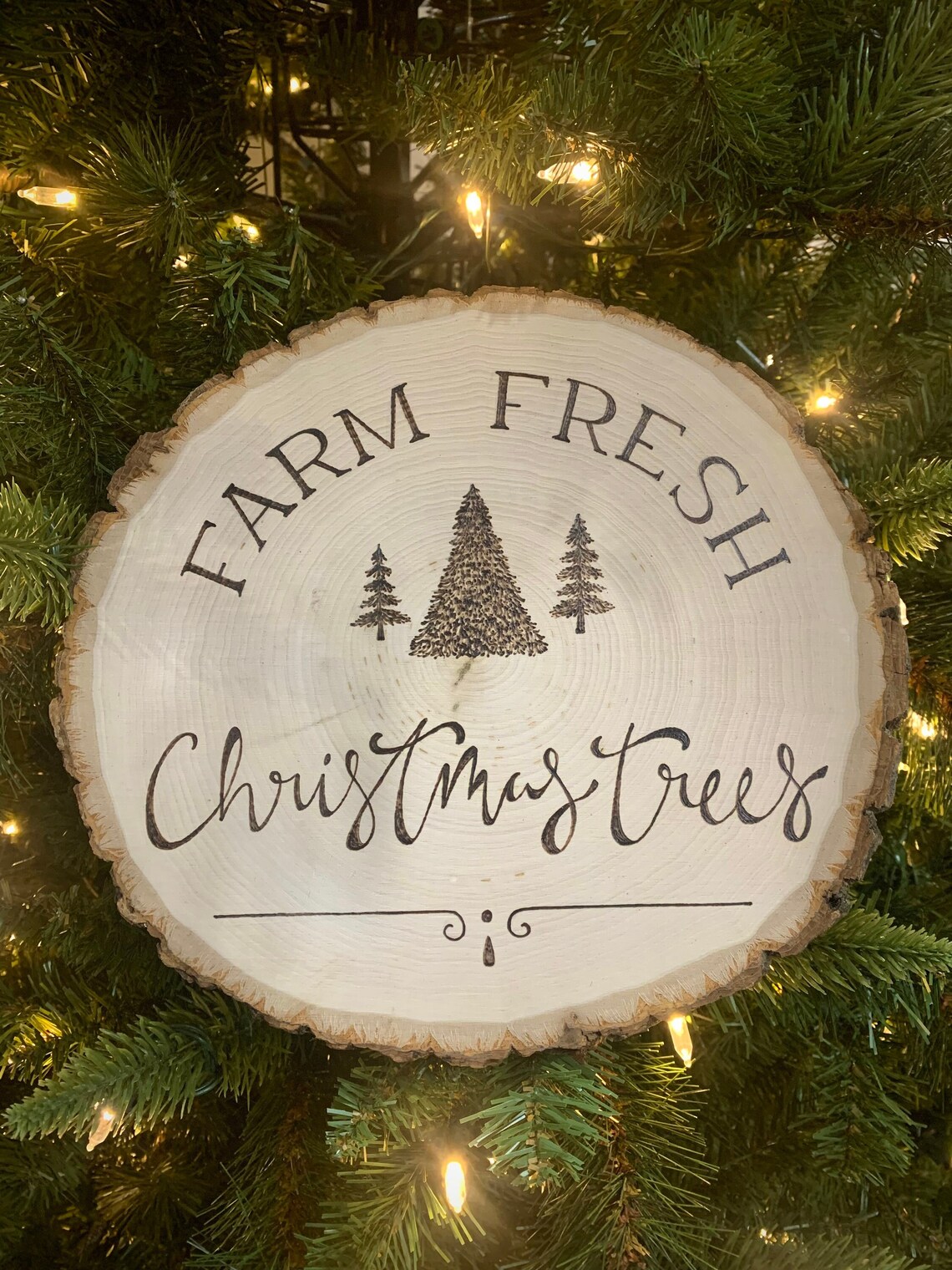 Farm Fresh Christmas Trees | Live-edge Wood-burned Decor | Pyrography ...