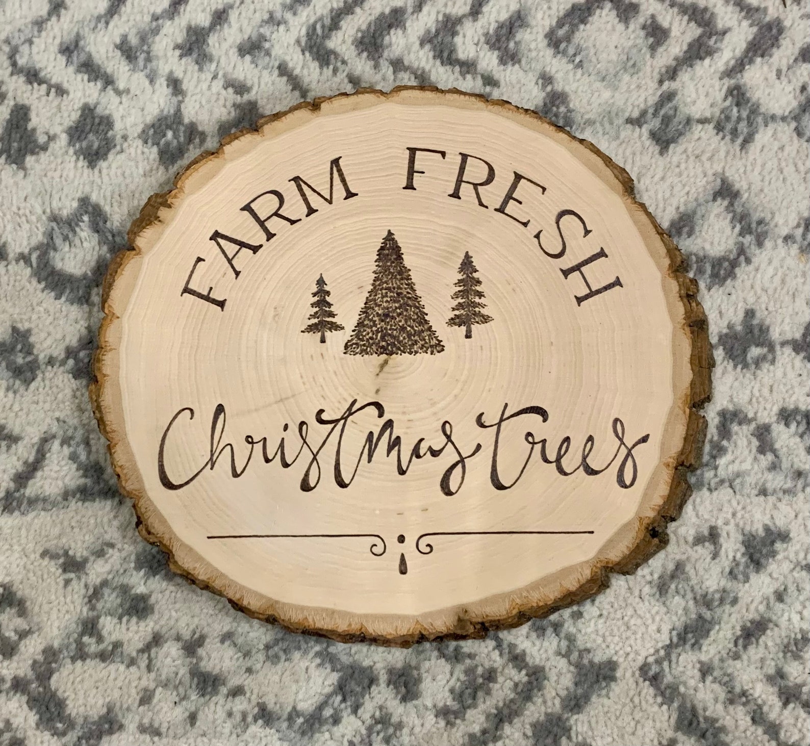 Farm Fresh Christmas Trees | Live-edge Wood-burned Decor | Pyrography ...