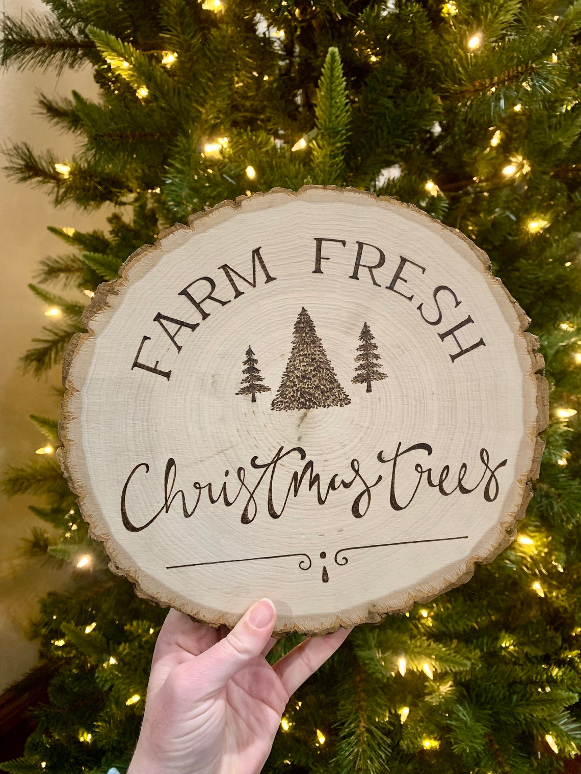 Farm Fresh Christmas Trees | Live-edge Wood-burned Decor | Pyrography ...