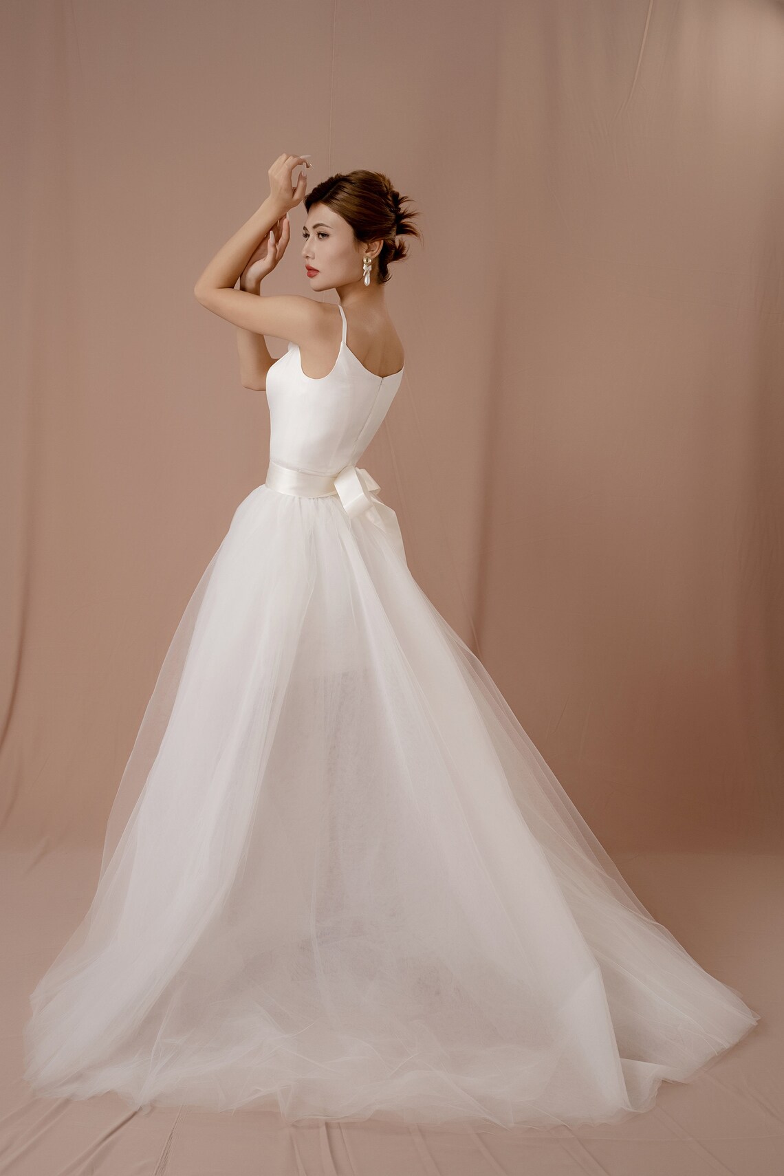 Ivory Tulle Train Overskirt, Detachable Tulle Skirt, Wedding Dress ...
