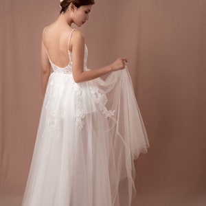 Beach Wedding Dress Spagetti Straps V Neck Low Back Split A-line Bridal ...