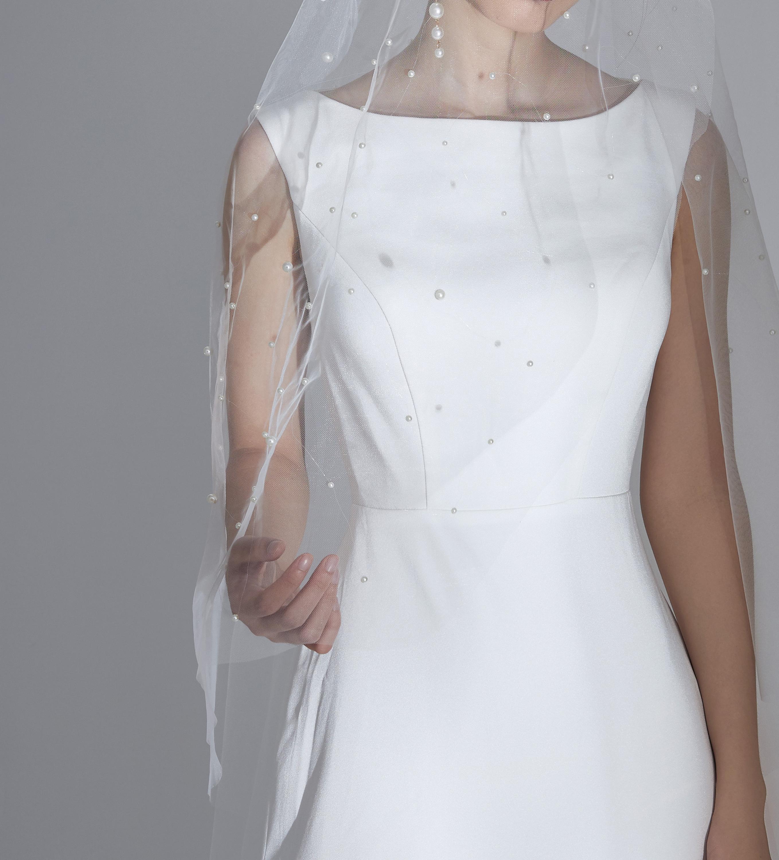 Boat Neck Crepe Bridal Dresses Sheath Wedding Gowns Custom Lace See ...