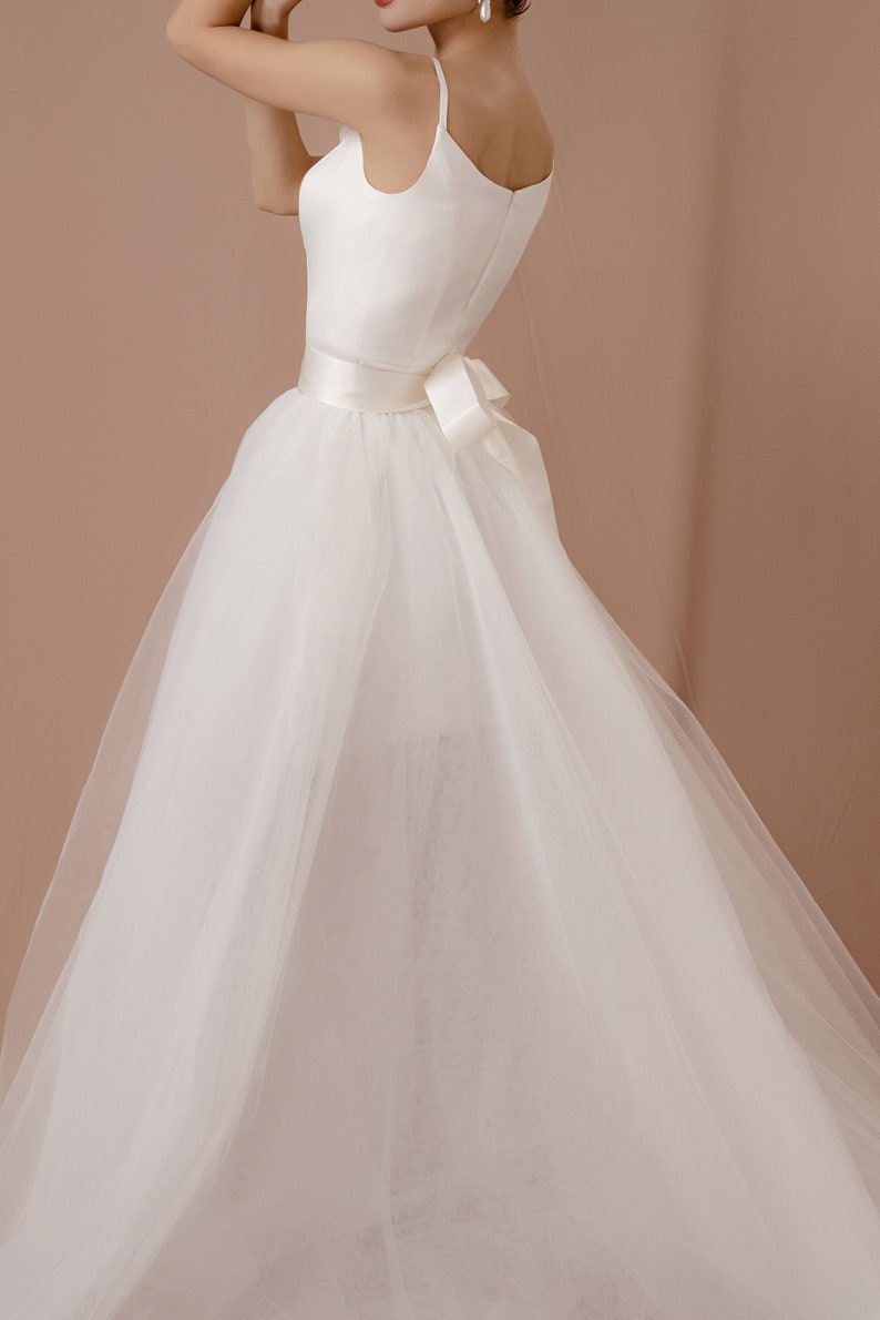 Ivory Tulle Train Overskirt, Detachable Tulle Skirt, Wedding Dress ...
