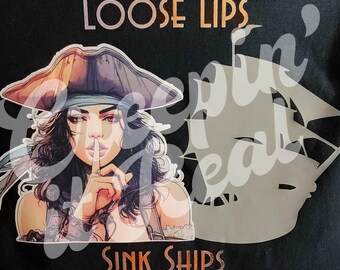 Mermaid Pirate Shirt Skeleton Sailor Tee Gossip Lies Shhh Ship Captain ...