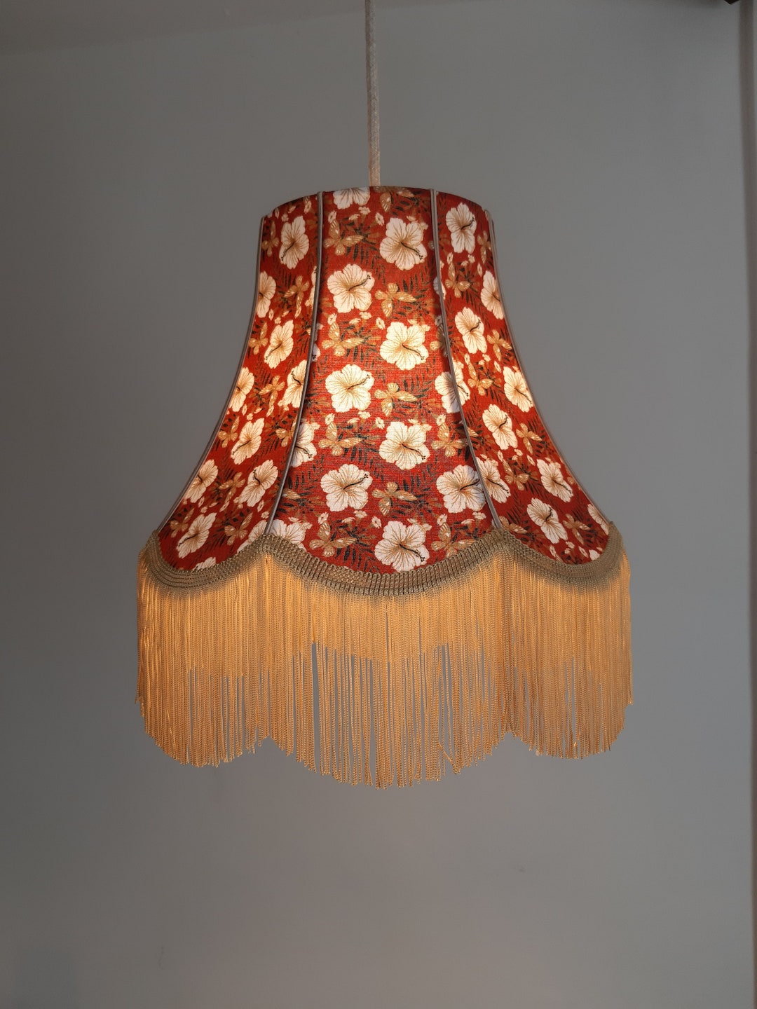 Fringed Pagoda Lampshade Vintage Pendant Light Boho Hanging Lamp - Etsy