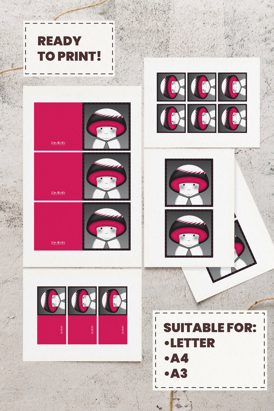 Edgy Grib Greeting Card Prints Digital Greeting Cards Download Cute ...