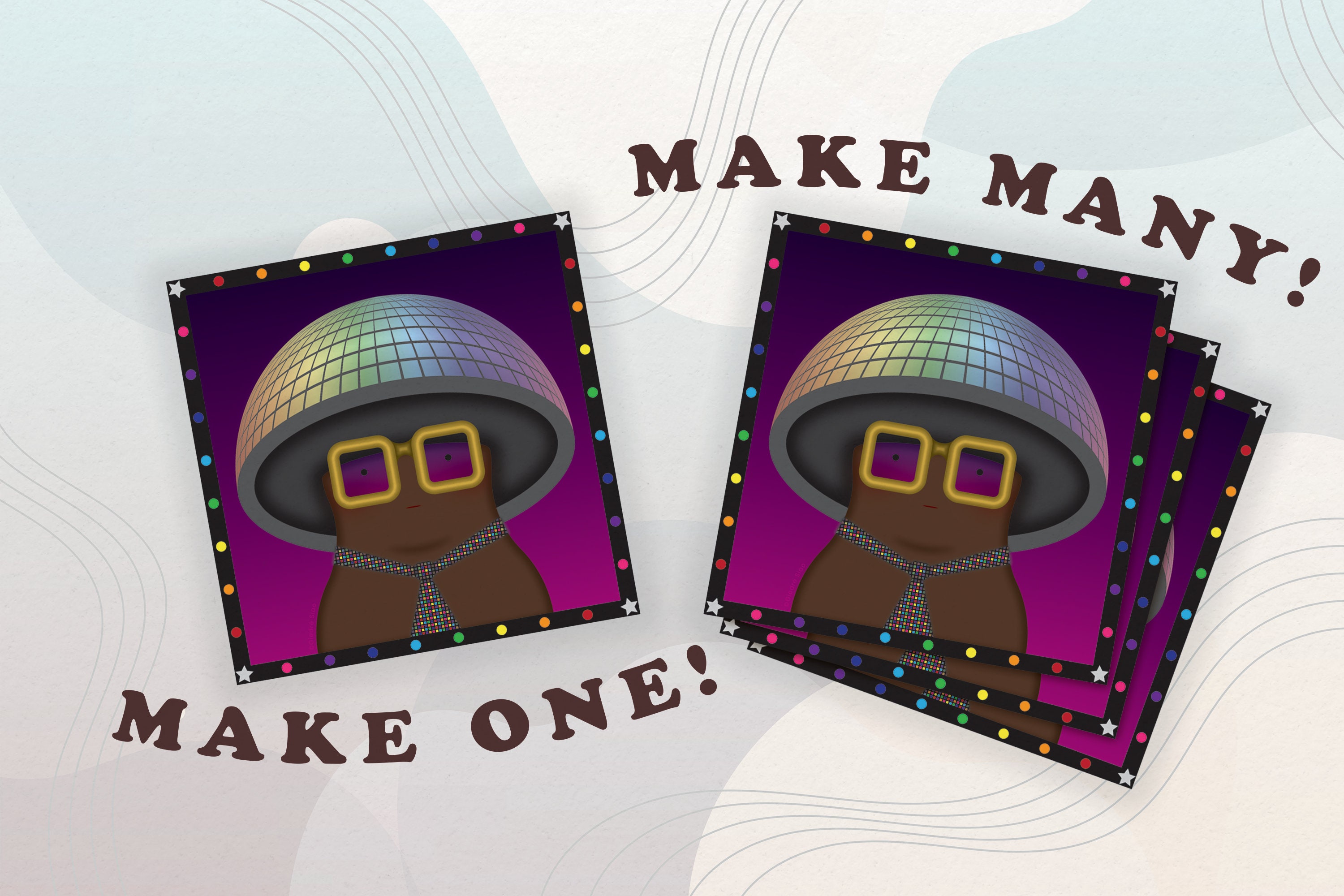 Disco Grib Greeting Card Prints Digital Greeting Cards Download Cute ...