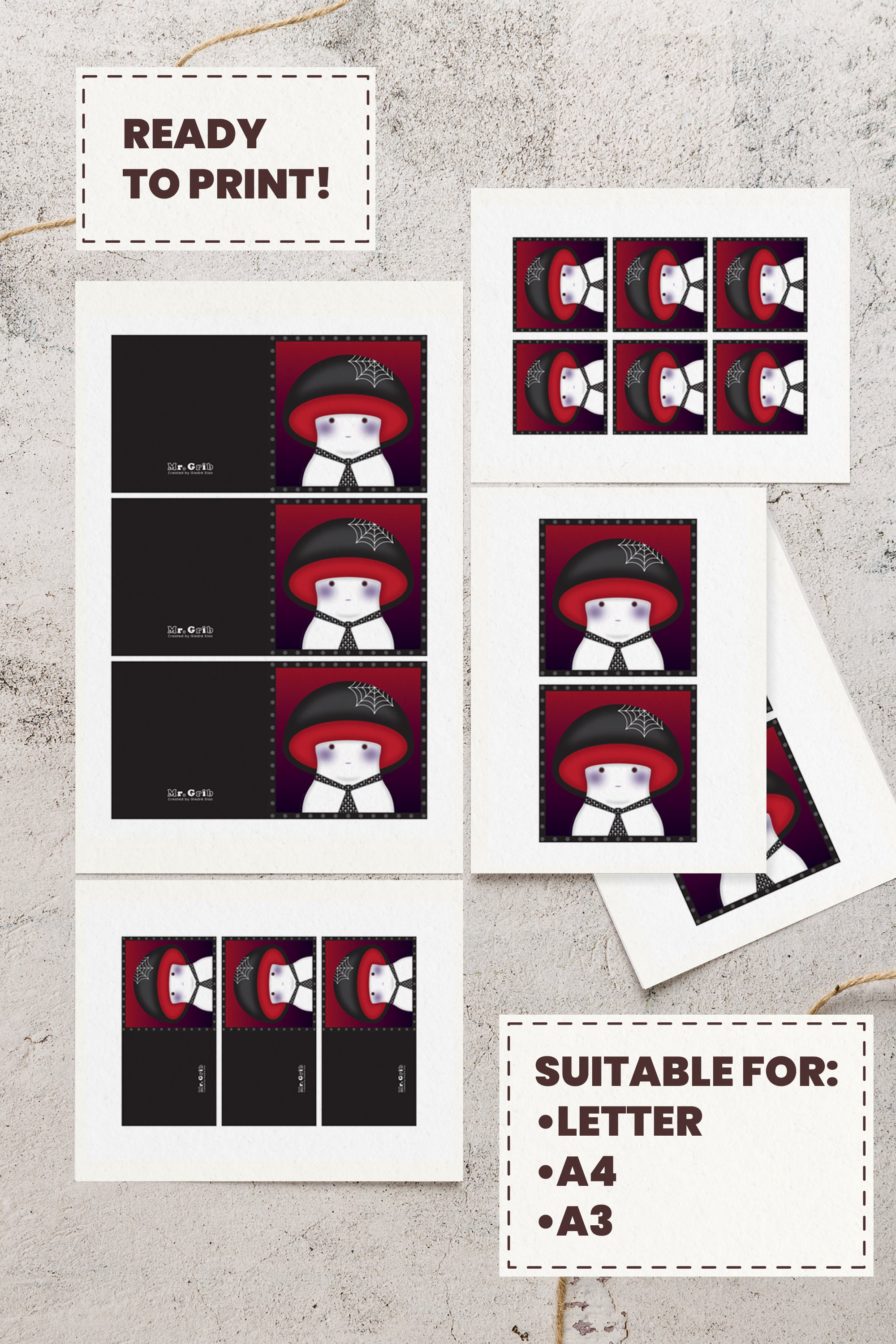 Gothic Grib Greeting Card Prints Digital Greeting Cards Download Cute ...