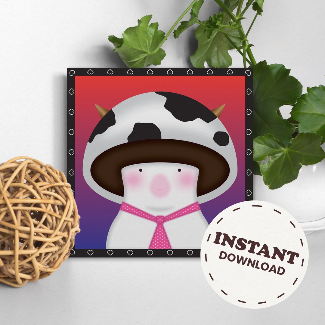 Milky Grib Greeting Card Prints Digital Greeting Cards Download Cute ...