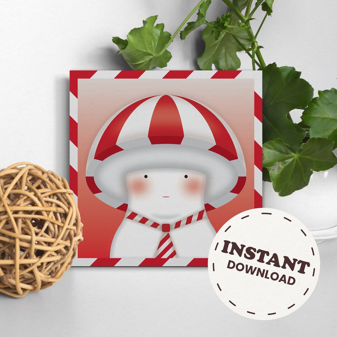 Peppermint Grib Greeting Card Prints Digital Greeting Cards Download ...