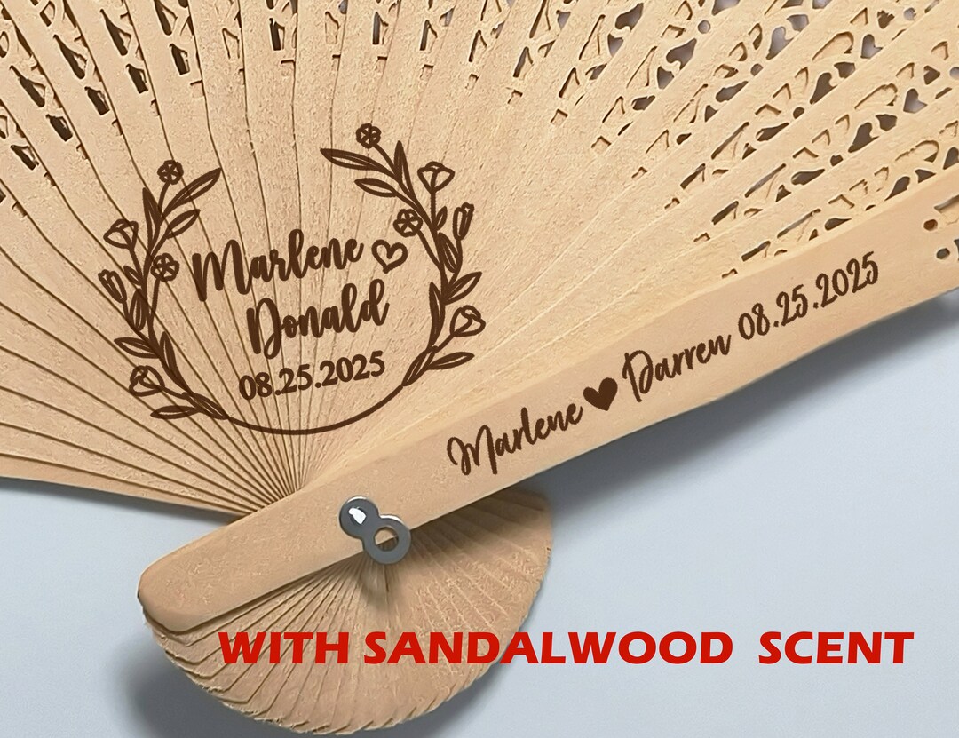Personalized Sandalwood Scented Wedding Fans Wedding Favors Fans for ...