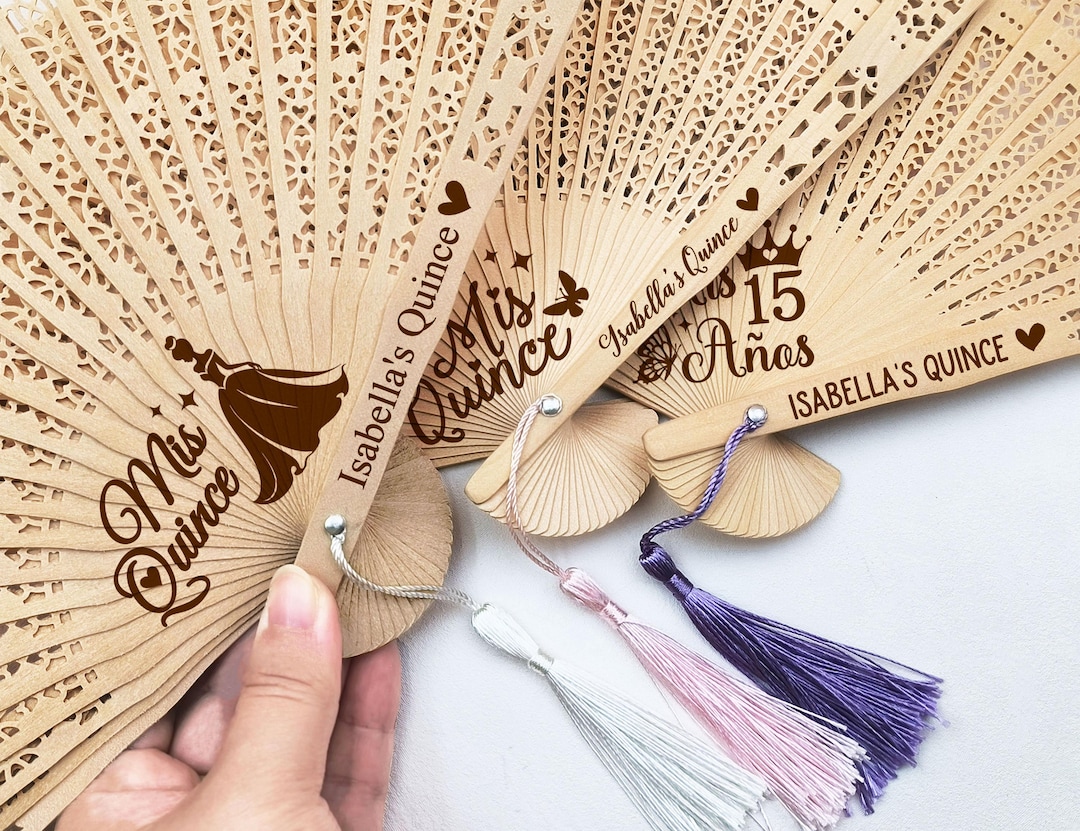Bulk Mis Quince Años Fan With Tassel Custom Birthday Favors Quinceañera ...