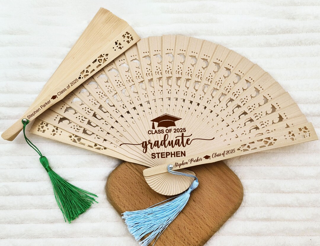 Class of 2025 Graduation Sandalwood Fans, Custom Graduation Cap Party ...