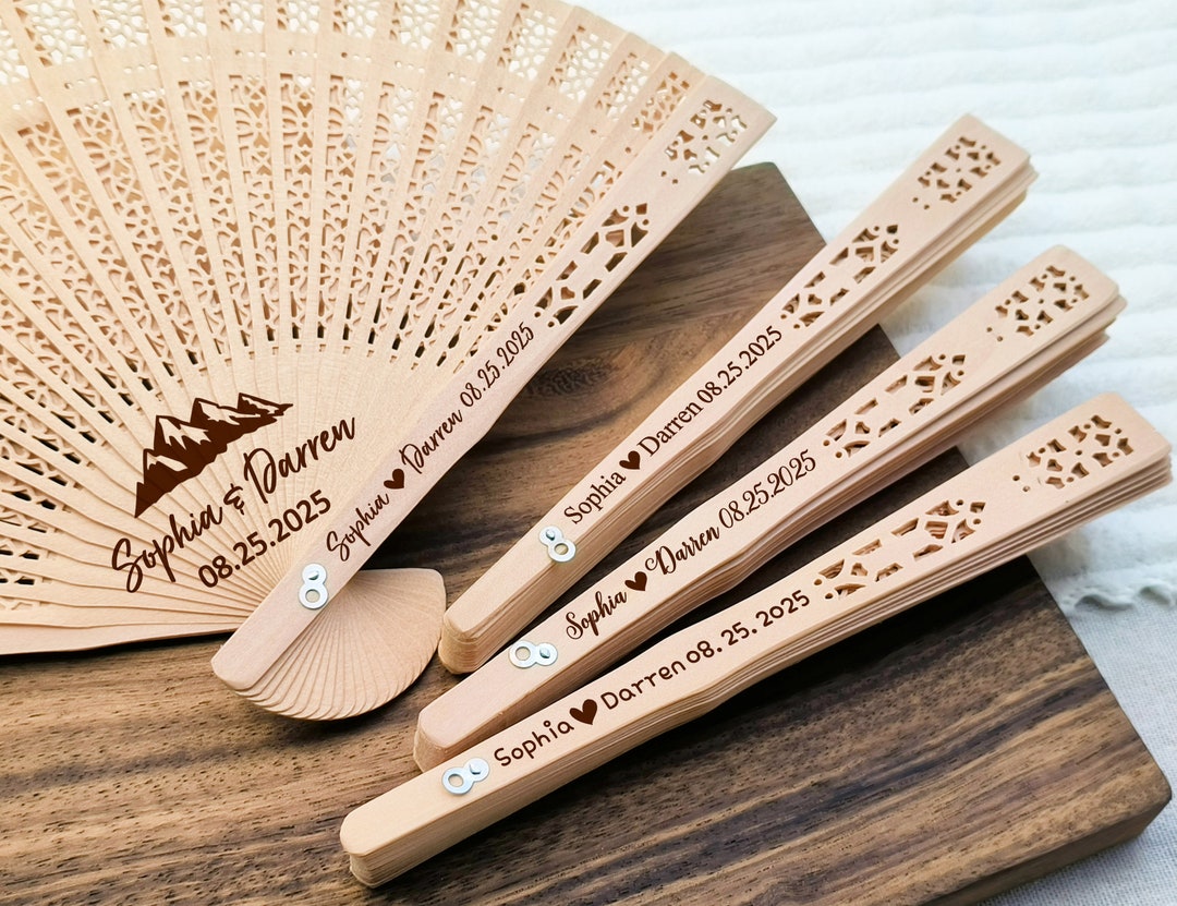 Ocean Fruit Scented Wedding Fans Rustic Sandalwood Fans Favors in Bulk ...
