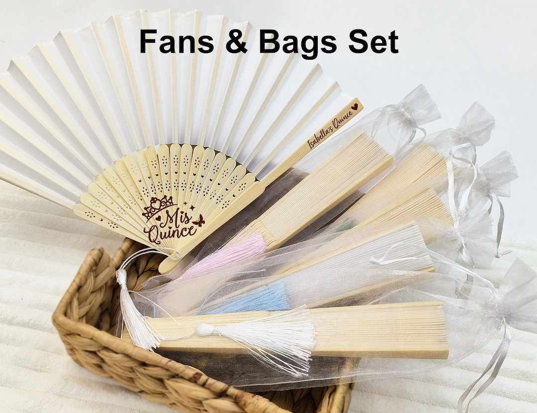 Bulk Mis Quince Favors Fans & Bags/custom Quinceañera Party Fan Favors ...