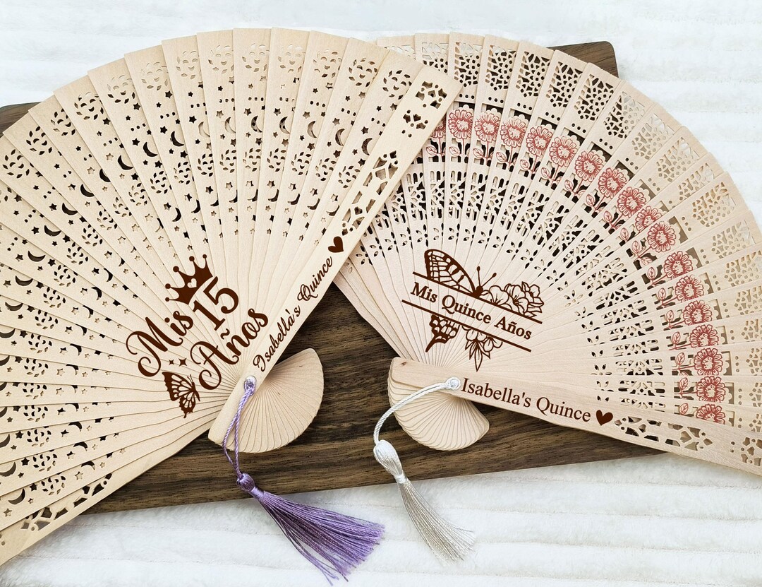 Quinceañera Favors Wooden Fan, Custom Mis Quince Hand Fans, Bulk ...