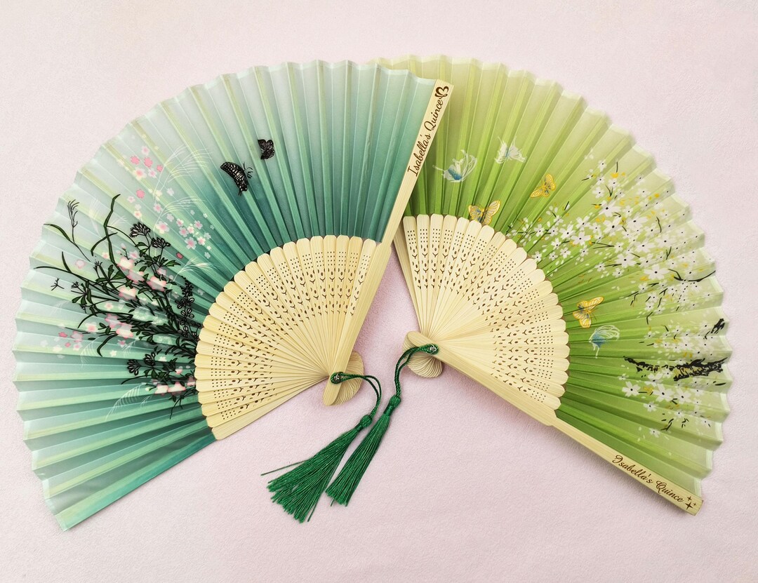Bulk Custom Quinceañera Hand Fans With Tassel, Traditional Flower-print ...