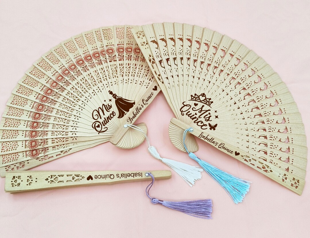 Bulk Mis Quince Años Fans With Tassel, Personalized Handheld Fan ...