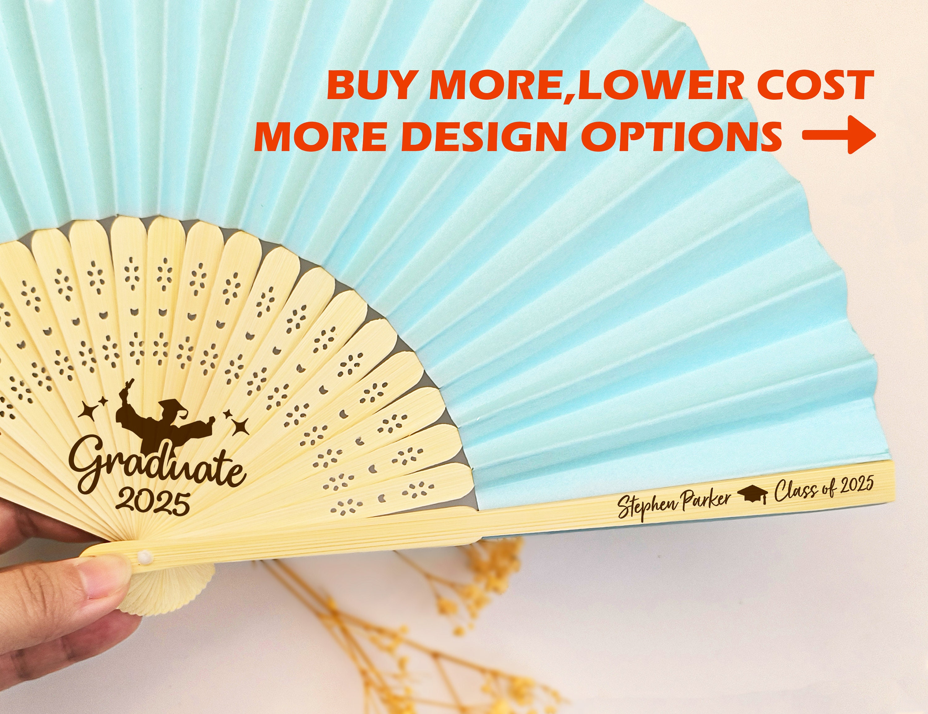 Personalized Graduation Fans in Bulk Fabric Hand Fans Graduation Gifts ...