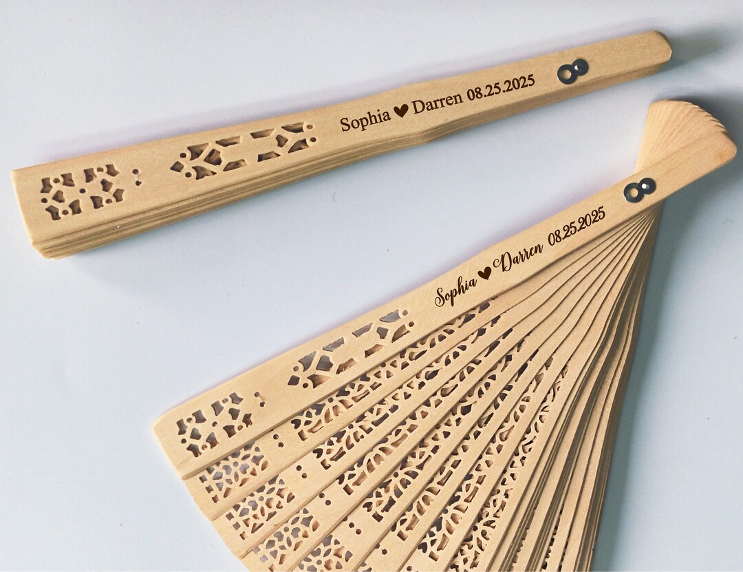 Personalized Hand Fan, Wedding Favors, Custom Wooden Fans, Engraved ...