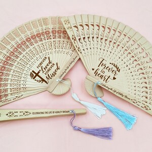 Funeral Favors for Guests in Bulk/personalized Fans With Tassel/memorial Program Order of ...